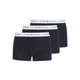 Boxer "TRUNK 3 PACK", Damen, Gr. XL (54), 3 Stk., blau (desert, sky, desert, sky, desert, sky, (dunkelblau)), Jersey, Obermaterial: 95% Baumwolle, 5% Elasthan, Tommy Hilfiger Underwear, kontrastfarbene Details, unifarben, k&ouml;rpernah, Unterhosen, mit Logoschriftzug