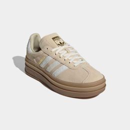 Sneaker adidas originals "GAZELLE BOLD", Damen, Gr. 37, stone khaki, cream wei&szlig;, gold metallic, Leder, Schuhe Sneaker