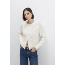Cardigan Mavi "BUTTON SHORT CARDIGAN", Damen, Gr. M, wei&szlig;, 55% Polyester, 29% Acryl, 9% Wolle, 5% Alpaka, 2% Elastan, normal, ohne Ausschnitt, Strickjacken