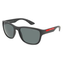 Prada Linea Rossa PS01US | Herren-Sonnenbrille | Fassung: Vollrand, Quadratisch, Kunststoff, Schwarz Grau | Glasfarbe: Grau