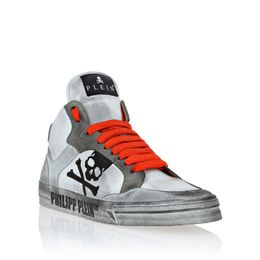 Sneaker Philipp Plein "Retrokickz", Damen, Gr. 36, Normalschaft, 0186, wei&szlig;, orangefluo, Schuhe Sneaker