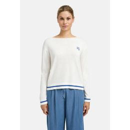 Smith & Soul Rundhalspullover SMITH & SOUL, Damen, Gr. M, wei&szlig;, Strick, Material: 40% Viskose, 30% Polyamid, 20% Polyester, 10% Kaschmir, bestickt, regular fit normal, U-Boot-Ausschnitt, eingesetzt Rippb&uuml;ndchen, Pullover Rundhalspullover, mit U-Boot-Ausschnitt