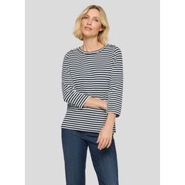 Print-Shirt Rabe "T-Shirt", Damen, Gr. 46, dunkelblau, 83%Polyester 12%Viskose 5%Elasthan, gestreift, tailliert, Shirts