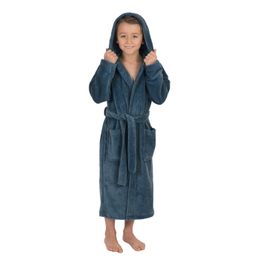 WEWO-Fashion Kinderbademantel WEWO FASHION "8521" Gr. 158, smokeyblau, L:108cm, Baumwoll-Mix, Hausm&auml;ntel, Soft Touch