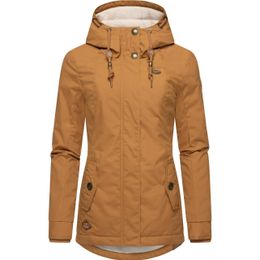 Winterjacke Ragwear "Monade", Damen, Gr. M (38), braun (hellbraun), Obermaterial: 65% Polyester, 35% Baumwolle; Futter: 100% Polyester; Wattierung: 100% Polyester, figurbetont Po-bedeckend, verstellbar Rippstrickb&uuml;ndchen mit Druckknopf, Jacken Winterjacke, Damen Winterparka mit Kapuze und m. Fleece gef&uuml;ttert