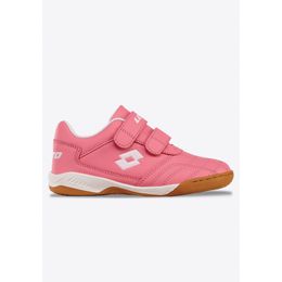 Hallenschuh Lotto, Kinder, Gr. 34, pink (fr.pink, wei&szlig;), Synthetik, Schuhe Hallenschuh, mit Klettverschluss