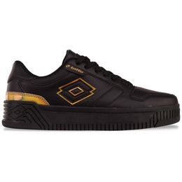 Sneaker Lotto, Damen, Gr. 36, schwarz (schwarz, gold), Synthetik, gl&auml;nzend, Schuhe Sneaker, - mit modisch schimmernden Details