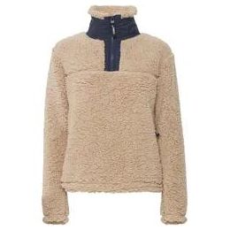 Sweater oxmo "Troyer OXElina", Damen, Gr. XXL, beige (doeskin), Obermaterial: 100% Polyester PES., Pullover Sweater