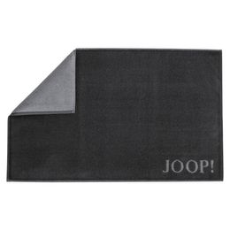 JOOP! Badematte Classic Doubleface, Schwarz, Textil, Uni, rechteckig, 50x80 cm, Textiles Vertrauen - Oeko-Tex&reg;, Made in Germany, Oeko-Tex&reg; Standard 100, f&uuml;r Fu&szlig;bodenheizung geeignet, beidseitig verwendbar, schadstoffgepr&uuml;ft, Badtextilien, Badematten
