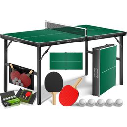 Kesser&reg; Tischtennisplatte Mini mit Tischtennisschl&auml;ger-Set, Tischtennisb&auml;llen und TT-Netz Indoor Unterwegs, laminierte Platte + klappbar &ndash; Kofferdesign, Kinder und Erwachsene &ndash; 153 x 76,5 cm