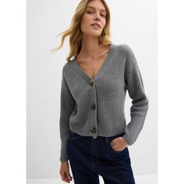 bonprix Grobstrickjacke aus reiner Baumwolle, grau, Gr.48/50 (XL), Circular Collection - Mit Bio-Baumwolle f&uuml;r den Recycling-Kreislauf designt, aus 100% Baumwolle