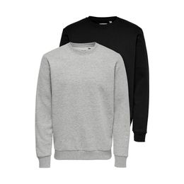 Only & Sons Only & Sons Sweatshirt Herren Gr&ouml;&szlig;e XS graumeliert / schwarz