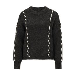 Vero Moda Petite Pullover 'VMILINA' Damen Gr&ouml;&szlig;e L dunkelgrau / wei&szlig;