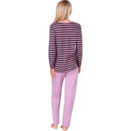 w&auml;schepur w&auml;schepur Damen Schlafanz&uuml;ge im Doppelpack, ros&eacute;-geringelt + lila-geringelt, Gr&ouml;&szlig;e 36/38