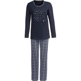 Heine Damen Schlafanzug, Blau, Gr. 52/54, Pyjamas, 100% Baumwolle