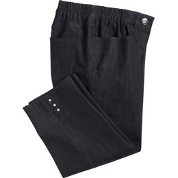 WITT Damen Caprijeans mit Nieten-Verzierung, black-denim, Gr&ouml;&szlig;e 48