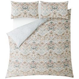 Wendebettw&auml;schehessian, WILLIAM MORRIS AT HOME, Satin, Obermaterial: 100% Baumwolle, Bettw&auml;sche, "Strawberry Thief, aus Baumwoll Satin", mit floralem