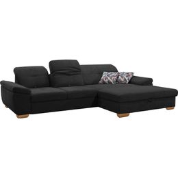 Ecksofa Alina, B:271cm H:91cm T:199cm, schwarz, Struktur fein XBO (90% Polyester, 10% Polyamide);Chenille GCP (100% Polyester), Wohnzimmer, Sofas,