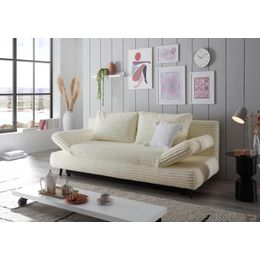 Schlafsofa, B:212cm H:88cm T:101cm, beige, ED EXCITING DESIGN, 100% Polyester, Jugendzimmer, Sofas, "Sunny", mit Bettkasten, Armteilverstellung & 2