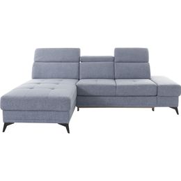 Ecksofa Home Affaire, B:246cm H:83cm T:173cm, blau, Webstoff (100% Polyester);Luxus-Microfaser Paris (90% Polyester/10% Polyamid);Struktur fein (100%