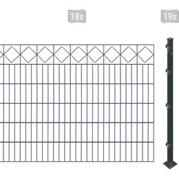 Arvotec Doppelstabmattenzaun "ESSENTIAL 120 zum Aufschrauben "Karo" mit Zierleiste", H/L: 120cm x 36m, Pfosten: 19 Stk., grau, Zaunelemente, Zaunh&ouml;he