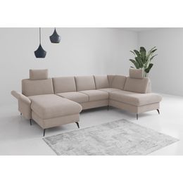 Wohnlandschaft Home Affaire, B:314cm H:93cm T:195cm, grau, 100% Polyester, Sofas, "Rochelle", wahlweise mit Bettfunktion, Bettkasten und