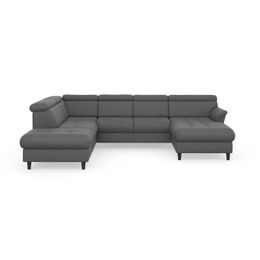 Sit & More Wohnlandschaft SIT & MORE, B:304cm T:216cm, grau, 100% Polyester, Sofas, "Marano U-Form", inklusive Kopfteilverstellung, wahlweise mit Bettfunktion,