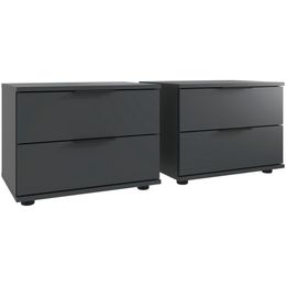 Nachtkommode wimex, B:52cm H:40cm T:38cm, grau, Sideboards, "Rotterdam", Nachtschrank einzeln oder im 2er Set, mit jeweils 2 Schubladen