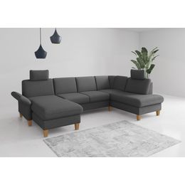 Wohnlandschaft Home Affaire, B:314cm H:90cm T:195cm, grau, 95% Polyester 5% Polyamid, Sofas, "Rochelle, U-Form", optional mit Armteilverstellung, mit