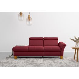 Recamiere Home Affaire, B:206cm H:84cm T:93cm, rot, 100% Polyester, Sofas, "Lindgren", wahlweise motorische TV-Funktion, Bettkasten und