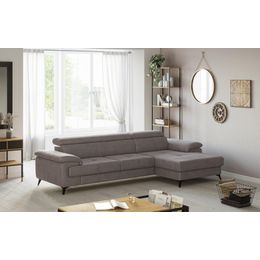 Ecksofa COTTA, B:300cm T:169cmdunkelgrau, 100% Polyester (PES), Wohnzimmer, Sofas, "Astra L-Form, B: 300 cm", mit Kopfteilverstellung, optional