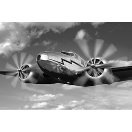 papermoon Fototapete "Flugzeug Schwarz & Wei&szlig;", B/L: 4,5m x 2,8m, Bahnen: 9 Stk., schwarz, Schlafzimmer, Tapeten