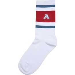Urban Classics Damen Basicsocken "Urban Classics Unisex College Team Socks", Gr. 43bottlegr&uuml;n, hugerot, wei&szlig;, Baumwolle, Elasthan, Polyester,