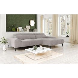 Ecksofa COTTA, B:290cm T:182cmsand, 92% POLYESTER (PES) / 8% POLYAMID (PA), Wohnzimmer, Sofas, "Theo L-Form, B: 290 cm", mit Kopfteilverstellung,