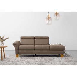 Recamiere Home Affaire, B:206cm H:84cm T:93cm, braun, 100% Polyester, Sofas, "Lindgren", wahlweise motorische TV-Funktion, Bettkasten und