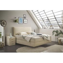 Boxspringbett, B:185cm L:216cm, beige, ED EXCITING DESIGN, 92% Polyester, 8% Nylon, Jugendzimmer, Komplettbetten, "Marbella", Duo-Matratze- harte
