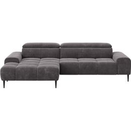 Ecksofa COTTA, B:290cm T:182cmgraphite, 92% POLYESTER (PES) / 8% POLYAMID (PA), Wohnzimmer, Sofas, "Theo L-Form, B: 290 cm", mit Kopfteilverstellung,