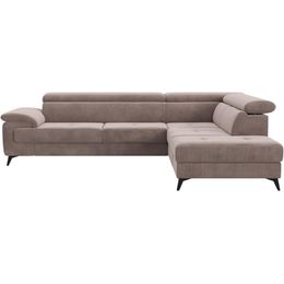 Ecksofa COTTA, B:286cm T:236cmcacao, 95% Polyester (PES) 5%Polyamid (PA), Wohnzimmer, Sofas, "Astra L-Form, B: 286 cm", mit Kopfteilverstellung,