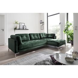 Ecksofa TRENDS BY HG, B:275cm H:75cm T:158cm, gr&uuml;n, Wohnzimmer, Sofas, "Landau L-Form", in Cord-Stoff mit Metallfu&szlig;