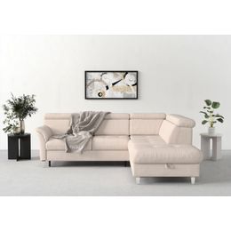 Sit & More Ecksofa SIT & MORE, B:252cm T:216cm, beige, 100% Polyester, Wohnzimmer, Sofas, "Marano L-Form", inklusive Kopfteilverstellung, wahlweise mit