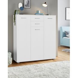 Kombikommode Priess, B:123cm H:135cm T:38cm, wei&szlig;, Holzwerkstoff, Schlafzimmer, Sideboards