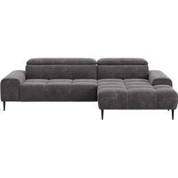 Ecksofa COTTA, B:290cm T:182cmgraphite, 92% POLYESTER (PES) / 8% POLYAMID (PA), Wohnzimmer, Sofas, "Theo L-Form, B: 290 cm", mit Kopfteilverstellung,