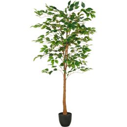 Kunstbaum Creativ green, H:150cm, gr&uuml;n, Kunststoff, Wohnzimmer, Kunstpflanzen, "Ficus Benjamina", mit naturgetreuem Blattwerk und Stamm