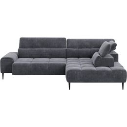 Ecksofa COTTA, B:298cm T:222cmcoal, 92% POLYESTER (PES) / 8% POLYAMID (PA), Wohnzimmer, Sofas, "Theo L-Form, B: 298 cm", mit Kopfteilverstellung,