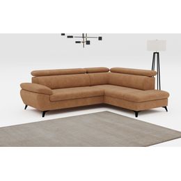 Ecksofa COTTA, B:256cm T:207cm, braun, Wohnzimmer, Sofas, "Hudson L-Form, B: 256 cm", mit Kopfteilverstellung, optional Bettfunktion & Bettkasten