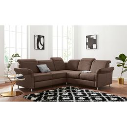 Sit & More Ecksofa SIT & MORE, B:249cm T:229cm, braun, Wohnzimmer, Sofas, "Darwin L-Form", inklusive Federkern, wahlweise mit Kopfteilverstellung, Bettfunktion