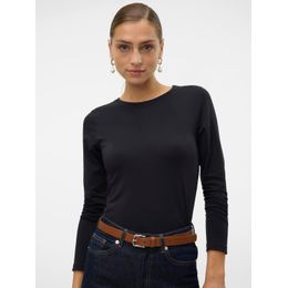 V&eacute;ro Moda VERO MODA Damen Langarmshirt "VMLULU LS O-NECK TOP JRS GA NOOS", schwarz, Gr. XL, unifarben, Jersey, Obermaterial: 95% Baumwolle, 5% Elasthan, Shirts