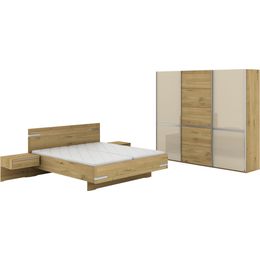 Schlafzimmer-Set Musterring, braun, Floatglas, Hartfaserplatte, Holz teilmassiv, Holzwerkstoff, Massivholz, Spanplatte, Schlafzimmerm&ouml;bel-Sets,