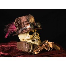 papermoon Fototapete "Steampunk totenkopf", B/L: 3,5m x 2,6m, Bahnen: 7 Stk., bunt, Schlafzimmer, Tapeten