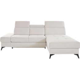 Ecksofa Home Affaire, B:246cm H:83cm T:173cm, beige, Webstoff (100% Polyester);Luxus-Microfaser Paris (90% Polyester/10% Polyamid);Struktur fein